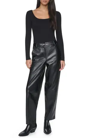 Dkny Yorkville Faux Leather Wide Leg Pants