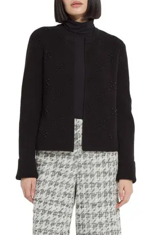 Lyssé Calliope Faux Pearl Embellished Cardigan - Black