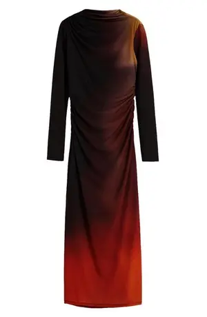 Desigual Long Sleeve Ruched Knit Dress - Black