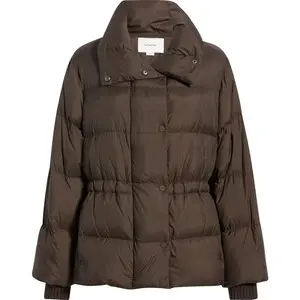 Vince Quilted Stand Collar Down Puffer Jacket - Brown