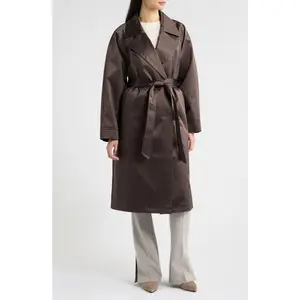 Via Spiga Belted Trench Coat - Chocolate