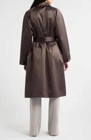 Via Spiga Belted Trench Coat - Chocolate