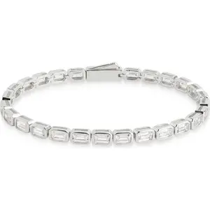 Sterling Forever Helene Emerald Cut Tennis Bracelet - Silver/clear