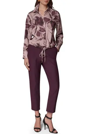 Donna Karan New York Printed Long Sleeve Shirt With Drawstring Hem