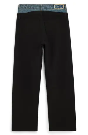 Desigual Contrast Waistband Straight Leg Pants - Black
