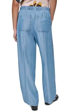 Dkny Wide Leg Tencel Lyocell Drawstring Pants