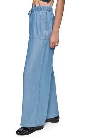 Dkny Wide Leg Tencel Lyocell Drawstring Pants