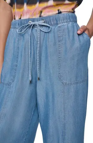 Dkny Wide Leg Tencel Lyocell Drawstring Pants