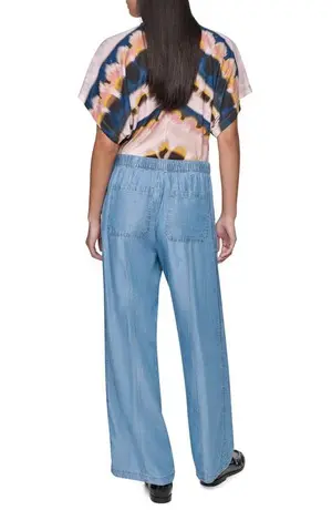 Dkny Wide Leg Tencel Lyocell Drawstring Pants