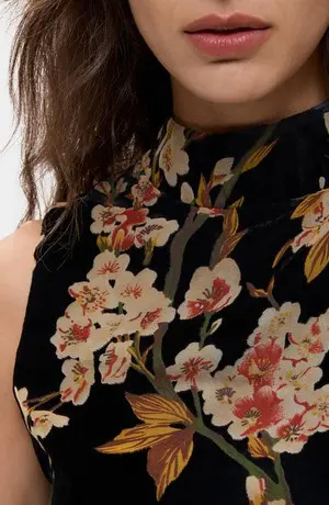 Desigual Floral Sleeveless Mock Neck Minidress