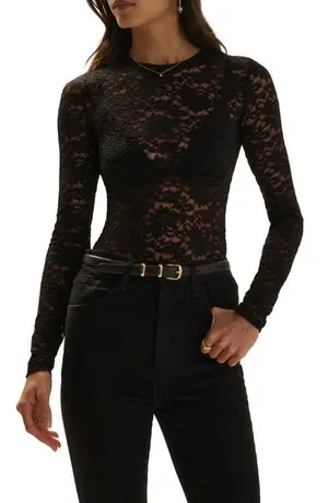 FAVORITE DAUGHTER The Lacey Lace Bodysuit - Black