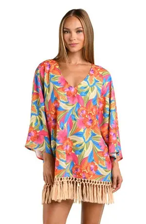 SUNSHINE 79 Tropic Tapestry V-neck Tassel Cover-up Tunic