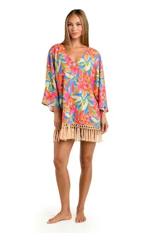 SUNSHINE 79 Tropic Tapestry V-neck Tassel Cover-up Tunic