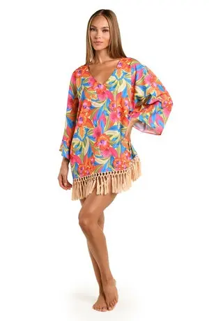 SUNSHINE 79 Tropic Tapestry V-neck Tassel Cover-up Tunic