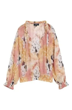 Desigual Smocked Long-sleeve Top