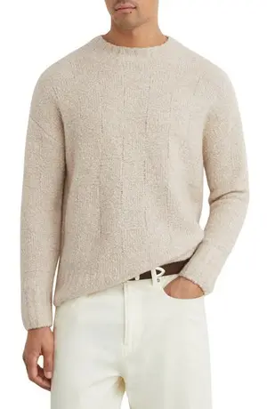 REISS Clarence Boucl Wool & Cashmere Blend Sweater - Ecru