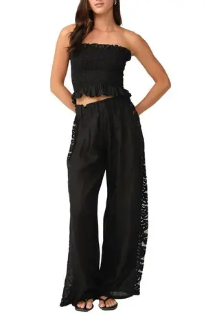 PQ SWIM Jace Lace Side Wide Leg Cover-up Pants