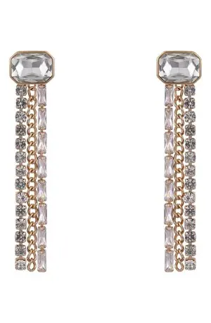Badgley Mischka Stone And Chain Linear Drop Earrings - Gold