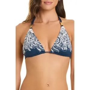 BLEU BY ROD BEATTIE Tall Triangle Halter Swim Top - Midnight