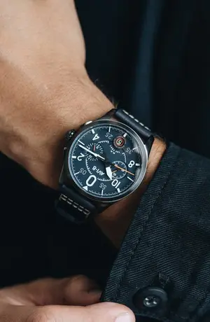 AVI-8 Spitfire Lock Chronograph Leather Strap Watch