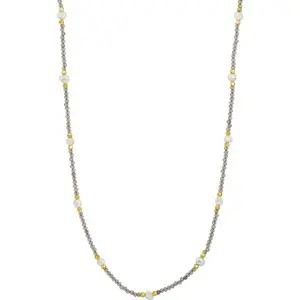 SAVVY CIE JEWELS Set Of 2 Cultured Pearl & Agate Necklaces - Yellow
