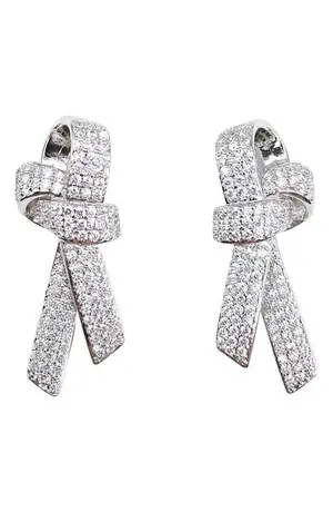 Fallon Pave Knot Stud Earrings - Silver