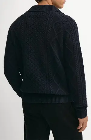 Brooks Brothers Fisherman Johnny Collar Cable Stitch Wool Sweater
