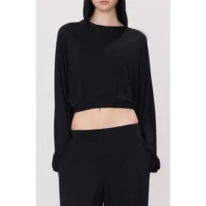 Eterne Cropped Hoodie - Black