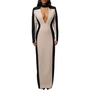JLUXLABEL Opening Night Contrast Maxi Dress - Stone/black