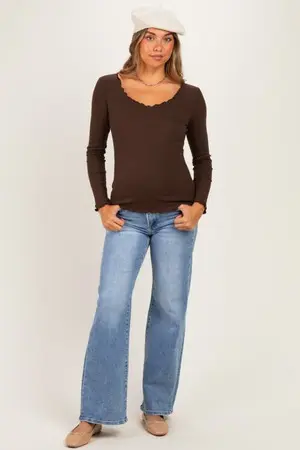 PINKBLUSH Blue Wash Wide Leg Maternity Jeans