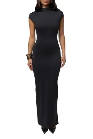 JLUXLABEL Margot Mock Neck Dress - Black