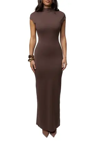 JLUXLABEL Margot Mock Neck Dress - Brown
