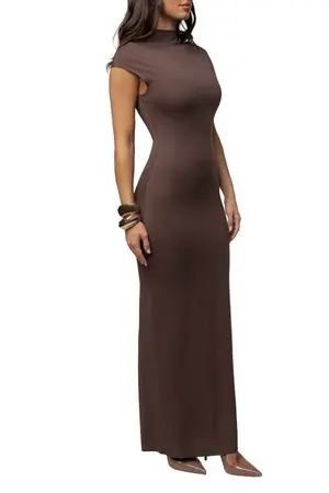 JLUXLABEL Margot Mock Neck Dress - Brown