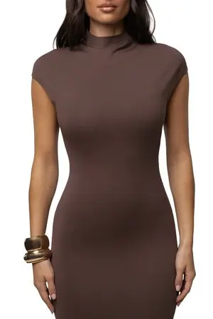 JLUXLABEL Margot Mock Neck Dress - Brown