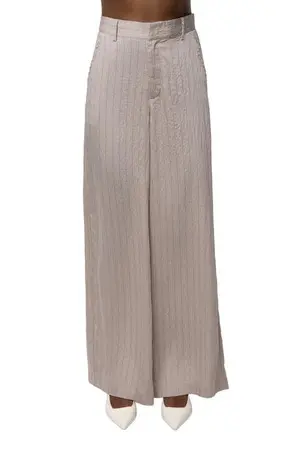 JLUXLABEL Social Club Pinstripe Pants - Stone