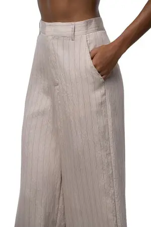 JLUXLABEL Social Club Pinstripe Pants - Stone