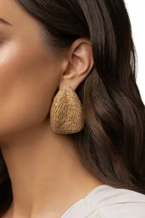 JLUXLABEL Beach Club Raffia Earrings - Brown