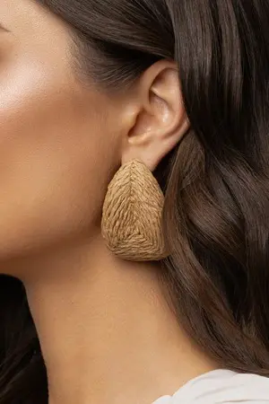 JLUXLABEL Beach Club Raffia Earrings - Brown