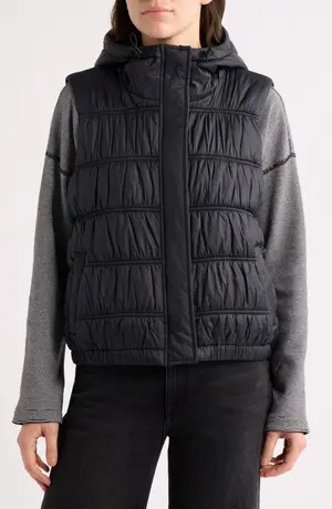 Eileen Fisher Hooded Ruched Vest
