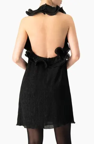 IVONNE Crinkle Texture Sleeveless Dress With Ruffled Open Back