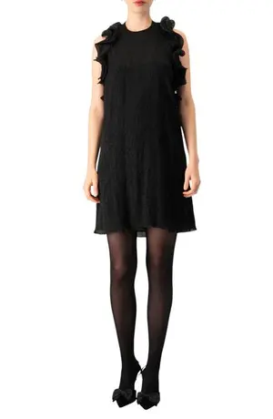 IVONNE Crinkle Texture Sleeveless Dress With Ruffled Open Back