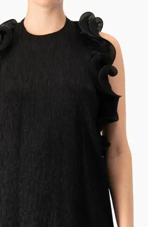 IVONNE Crinkle Texture Sleeveless Dress With Ruffled Open Back