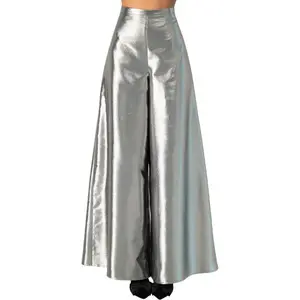 IVONNE Liquid Metallic Palazzo Pants - Silver