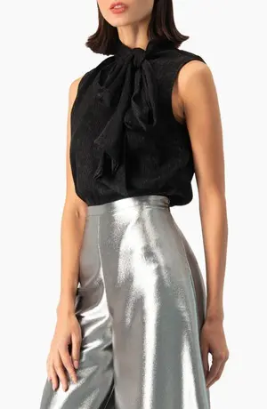 IVONNE Oversized Bow Neck Sleeveless Blouse