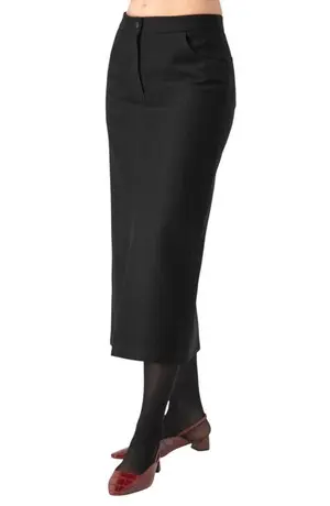 IVONNE Denim-style Column Skirt With Front Slit