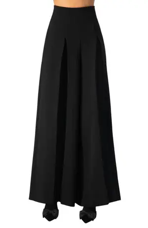 IVONNE High-rise Pleated Palazzo Pants - Black