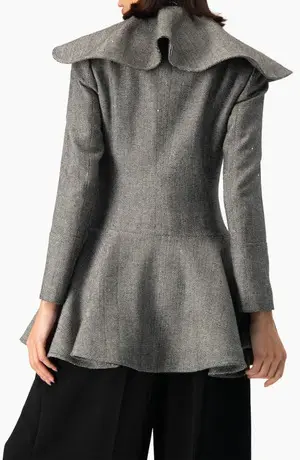 IVONNE Double-breasted Peplum Jacket With Oversized Shawl Collar