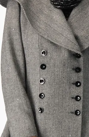 IVONNE Double-breasted Peplum Jacket With Oversized Shawl Collar