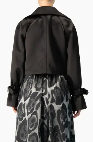IVONNE Satin Finish Cropped Double-breasted Jacket