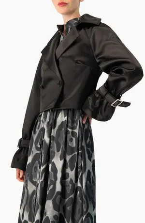 IVONNE Satin Finish Cropped Double-breasted Jacket